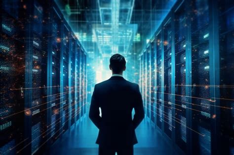 Premium Photo Businessmans View Of Data Center And Computer Servers Generative Ai