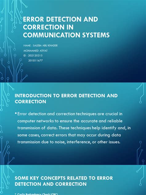 error detection and correction in communication systems project pdf