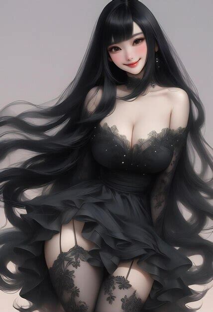 Premium Photo Beautiful Asian Woman With Long Black Hair In Black