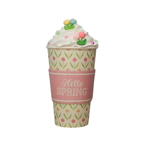 Fake Spring Latte Cup Tulip Floral Display Pastel Whipped Cream Treat