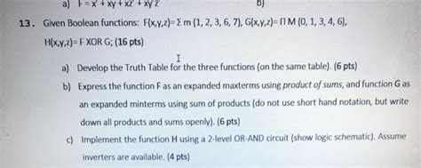 Solved A F Xxy Xz Xyz B 13 Given Boolean