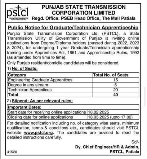 Pstcl Apprentice Recruitment 2025 Notification Out And Apply Online For Various Posts Job