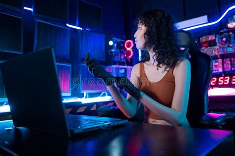 Hacker Is Using Laptop Computer To Steal Data In The Night Stock Image Image Of Password