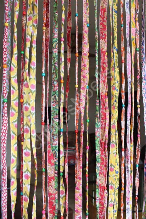 Handmade 100 Cotton Bohemian Hippie Beaded Doorway Curtain Multicolour Boho Rod Pocket Front