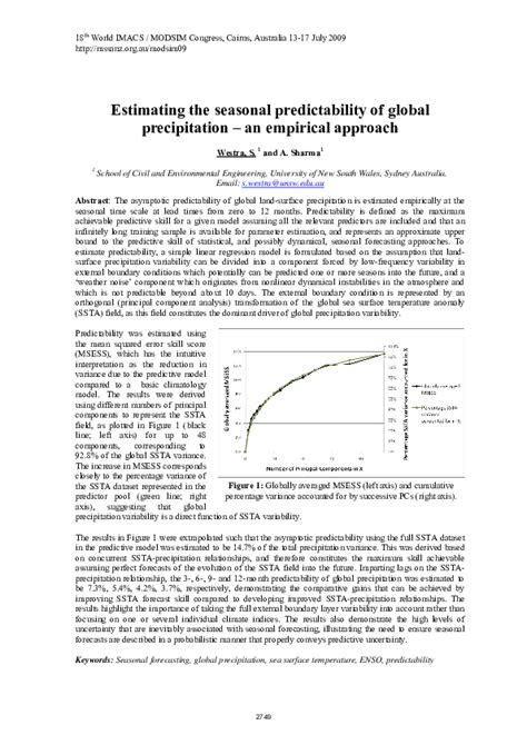 Pdf Estimating The Seasonal Predictability Of Global Precipitationan Empirical Approach
