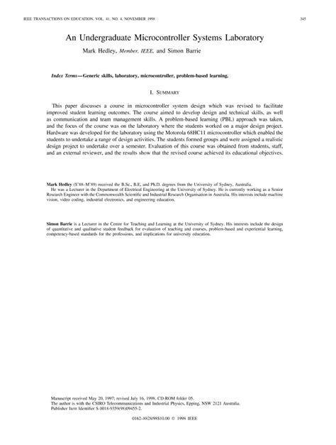 An Undergraduate Microcontroller Systems Laboratory Ieee Journals