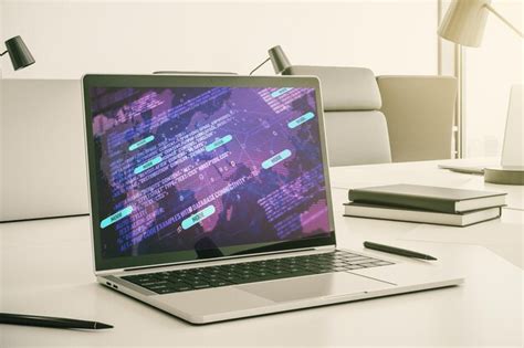Premium Photo Modern Computer Monitor With Abstract Programming
