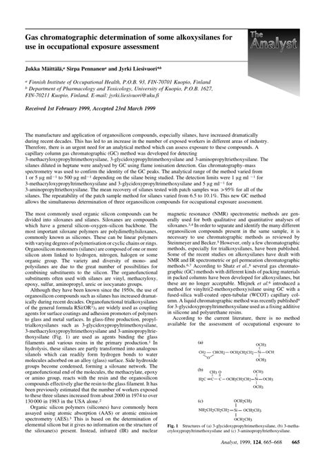 Pdf Gas Chromatographic Determination Of Some Alkoxysilanes For Use