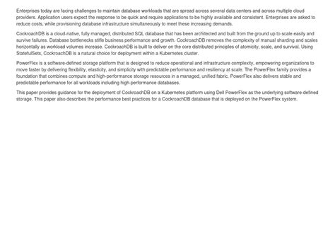 Overview Cockroachdb Deployment On Dell Powerflex With Kubernetes