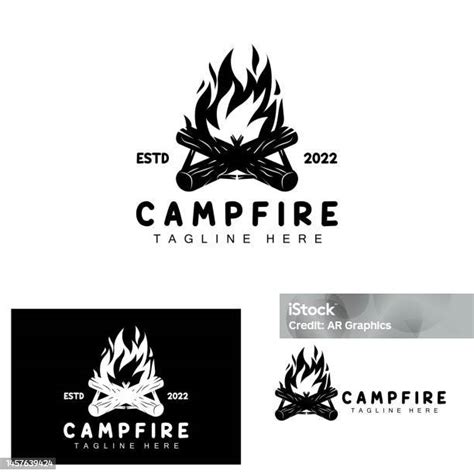캠프 파이어 로고 디자인 캠핑 벡터 나무 화재 및 숲 디자인 로고에 대한 스톡 벡터 아트 및 기타 이미지 로고 소나무 침엽수 가연성 Istock