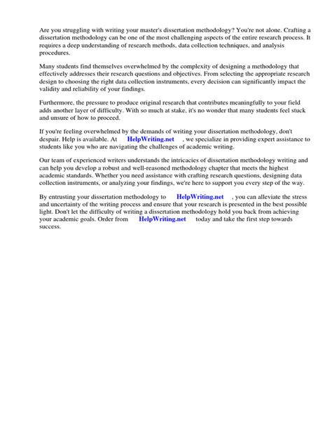 Master Dissertation Methodology Example Download Free Pdf