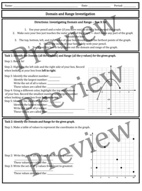 Domain And Range Investigation From Discrete And Continuous Graphs Notes