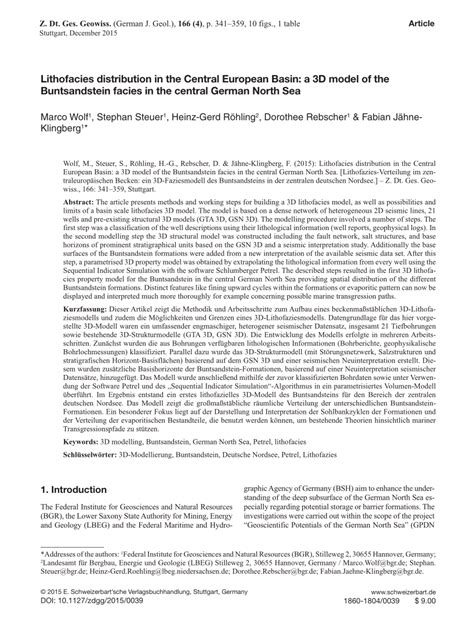 Pdf Lithofacies Distribution In The Central European Basin A 3d