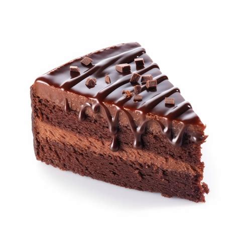 Chocolate Cake Slice On White Background Premium Ai Generated Image