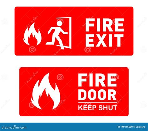 Fire Exit Sign Template Designs Printable Safety Signs And Symbols Vector Illustration