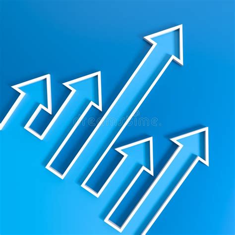 White Arrows Pointing Upwards Showing Growth On Blue Background Stock Illustration