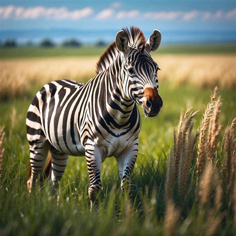 Premium Photo Photo A Beautiful Zebra In Grass Field Ai Generated