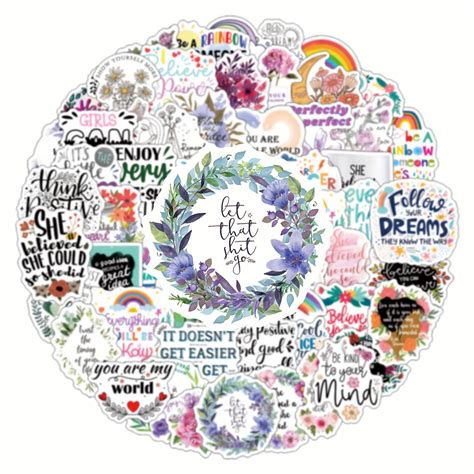60개의 격려 스티커 세트 동화 패턴 자립형 And 재사용 가능 물병 노트북 저널에 적합 플라스틱 유리 금속 세라믹에 사용 가능 14세 이상 Temu