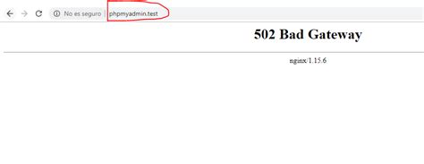 laravel error al instalar phpmyadmin 502 bad gateway stack overflow