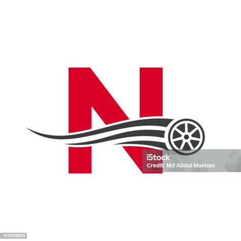 스포츠 자동차 편지 N 자동차 자동차 수리 로고 디자인 개념 운송 타이어 아이콘 벡터 템플릿 Brand Name Domestic Car에 대한 스톡 벡터 아트 및 기타