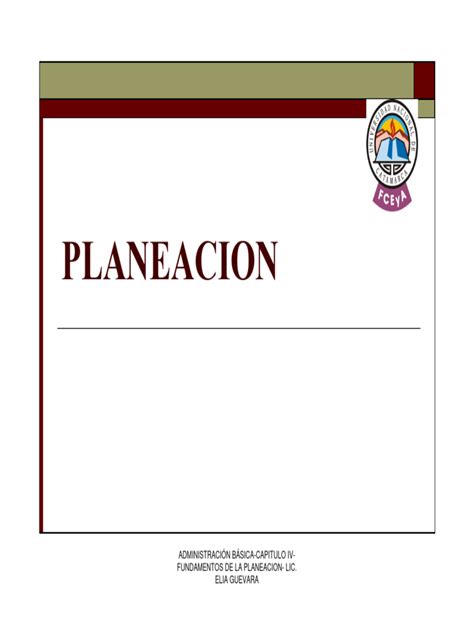Fundamentos De La Planeaci Ón Pdf