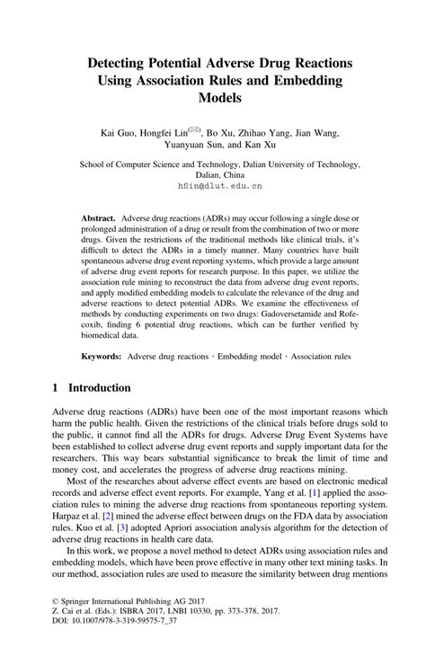 Pdf Detecting Potential Adverse Drug Reactions Using Association Rules And Embedding Models