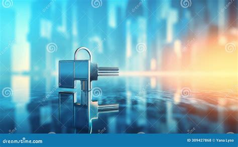 Reflective Key And Lockpad With An Abstract City Skyline Concept Of Urban Security City Life