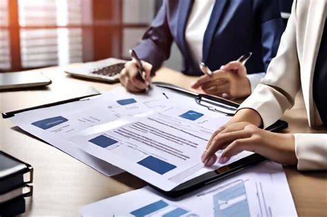 Premium Ai Image Efficiency Unleashed Businesswomen Embrace Document