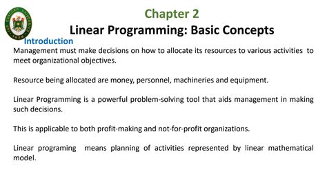 Solution Chapter 2 Linear Programming Basic Concept Studypool