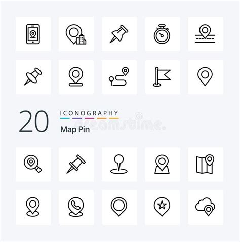 20 Map Pin Line Icon Pack Like Location Pin Building Navigation Compass Stock Vector