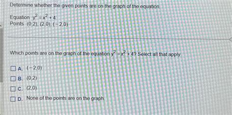 Solved Determine Whether The Given Points Are On The Graph Chegg