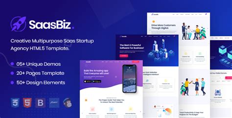 SaasBiz Saas Startup HTML Template By DynamicLayers ThemeForest