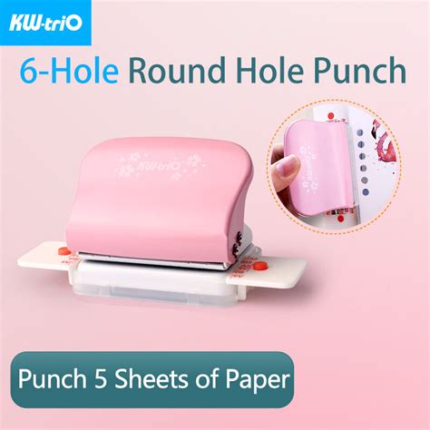 Kw Trio 6 Hole Punch โน้ตบุ๊ครอบมาตรฐาน Punch เครื่อง Planner เอกสาร Puncher สำหรับ A4 A5 B5