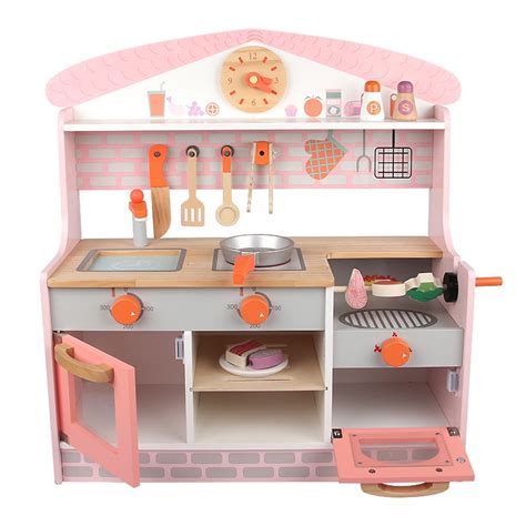 Large Solid Quality Wooden Kitchen Stove Playset Wooden Kitchen Oven With Grill Playhouse