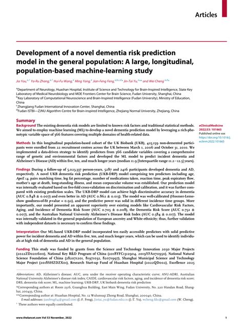 Pdf Development Of A Novel Dementia Risk Prediction Model In The General Population A Large