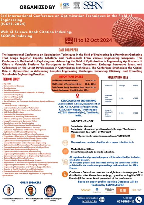 Call For Papers 3rd International Conference On Optimization Techniques In The Field Of