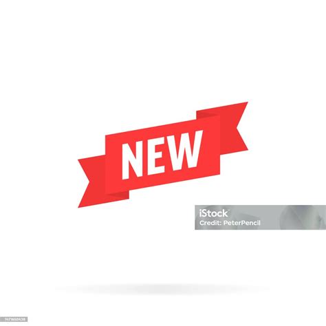 새로 만들기 리본 배너 레이블 템플릿 텍스트가 있는 벡터 스톡 일러스트레이션 라벨에 대한 스톡 벡터 아트 및 기타 이미지