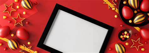 빨간 배경에 초콜릿 부활절 달걀 인사말 카드 포스터 배너 템플릿 맨 위 보기입니다 플랫 레이 3d 일러스트레이션 3차원 형태에 대한 스톡 사진 및 기타 이미지 Istock