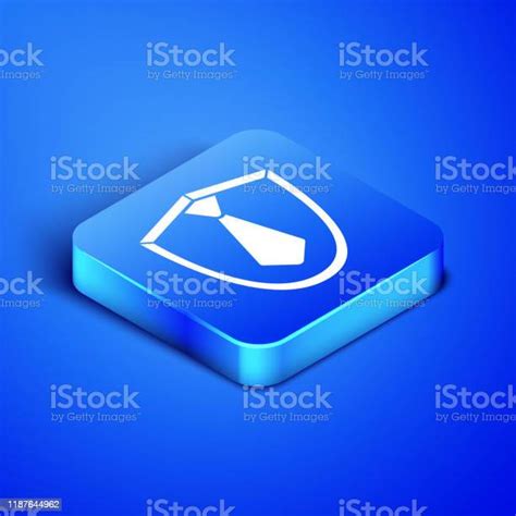 파란색 배경에 격리된 등각 투영 타이 아이콘입니다 넥타이와 목보 기호입니다 파란색 사각형 버튼입니다 벡터 일러스트레이션 0명에 대한 스톡 벡터 아트 및 기타 이미지 Istock