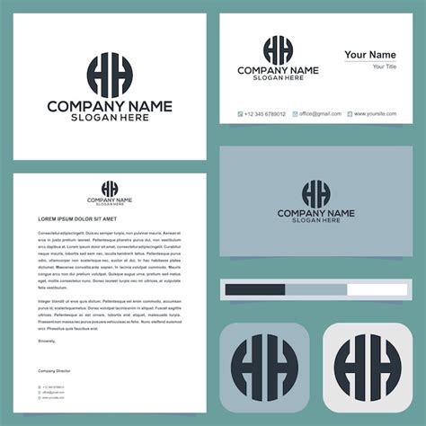 로고 초기 문자 H는 명함 프리미엄 벡터의 원 개념과 결합 프리미엄 벡터
