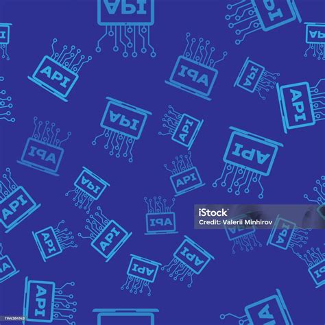 藍色電腦 Api 介面圖示隔離無縫模式上的藍色背景應用程式開發介面 Api 技術軟體集成向量插圖向量圖形及更多互聯網圖片 Istock