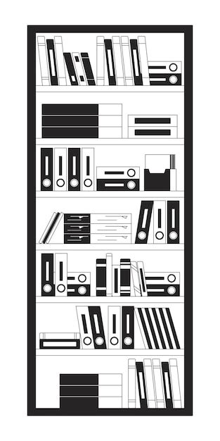 Premium Vector Shelving Unit With Files And Folders 2d Linear Cartoon