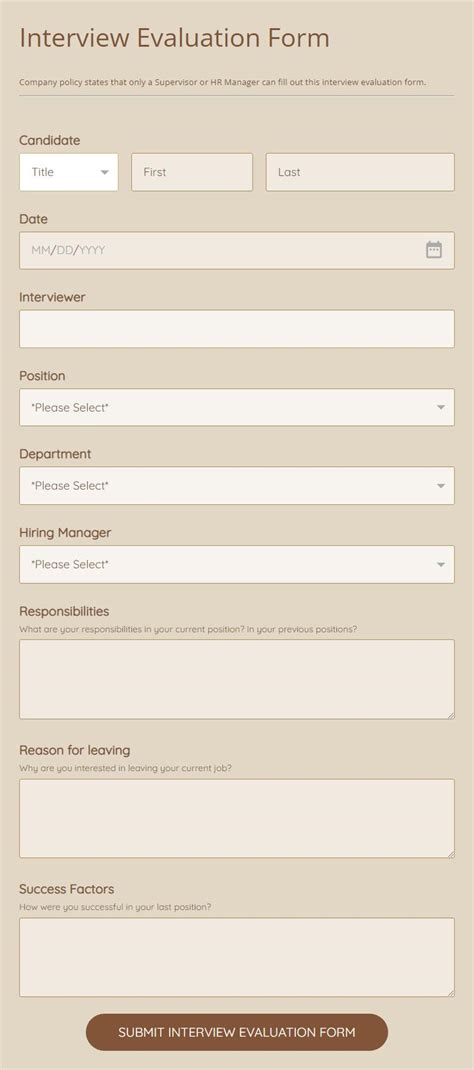 Interview Questionnaire Form Template 123formbuilder