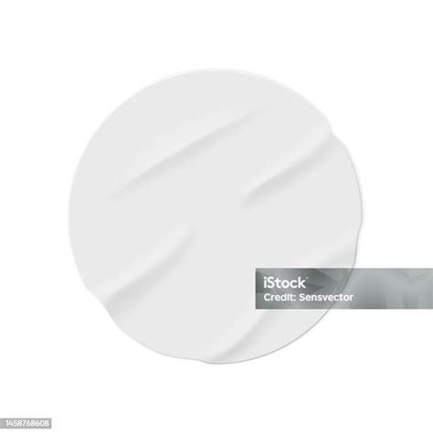 종이로 만든 둥근 빈 무색 스티커 원 모양의 고립된 주름지고 접착된 조각 복사 공간이 있는 모형 현실적인 스타일의 벡터 원형에 대한 스톡 벡터 아트 및 기타 이미지 Istock