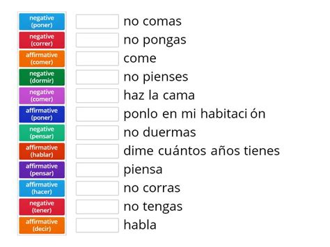 Affirmative And Negative Commands Match Up
