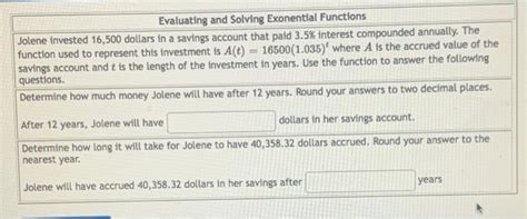 Solved Evaluating And Solving Exonential Functions Jolene