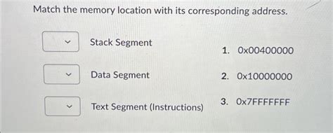 Solved Match The Memory Location With Its Corresponding