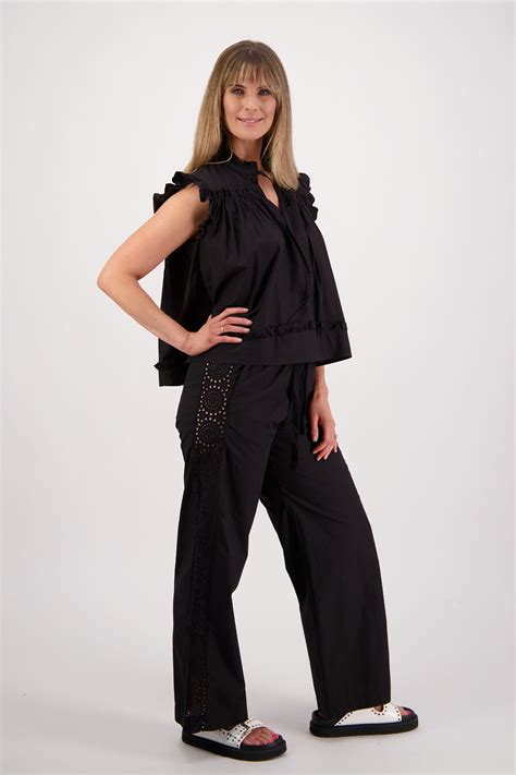 Skye Black Cotton Poplin Top