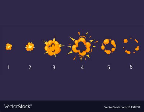 Explode Effect Animation Cartoon Explosion Frames Vector Image My Xxx
