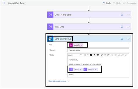 using power automate for html table creation